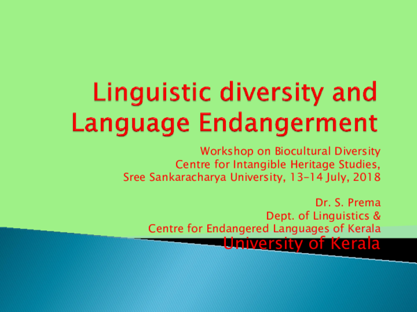 (PPT) Linguistic diversity and Language Endangerment