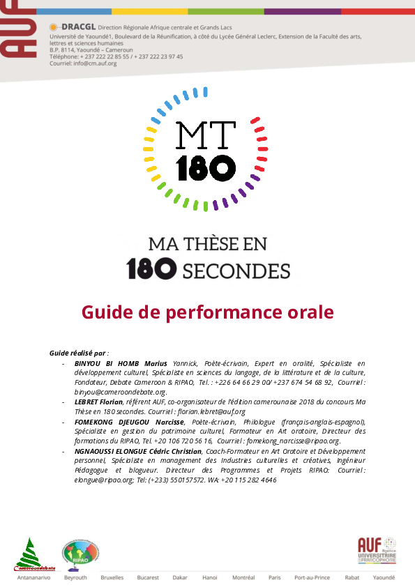 (PDF) Guide de performance orale: Ma thèse en 180s