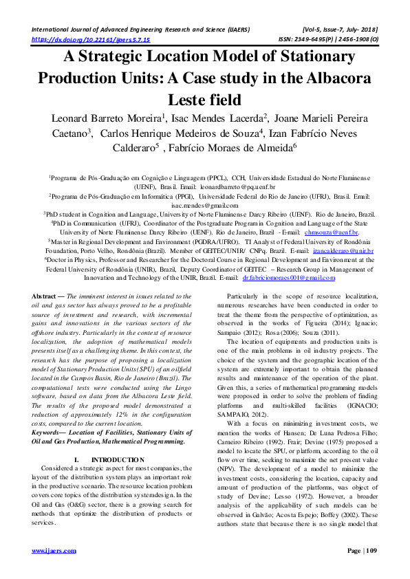 (PDF) A Strategic Location Model of Stationary Production Units: A Case ...