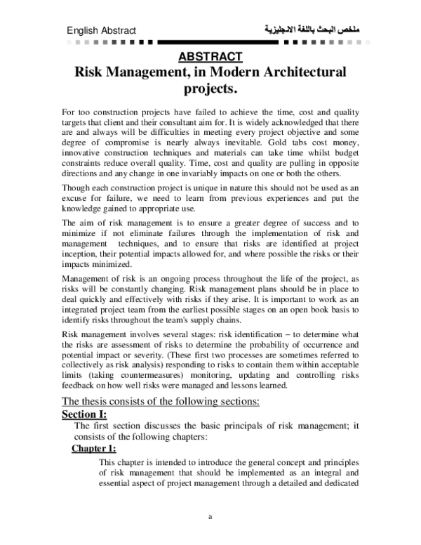 (PDF) Risk Management, in Modern Architectural projects.