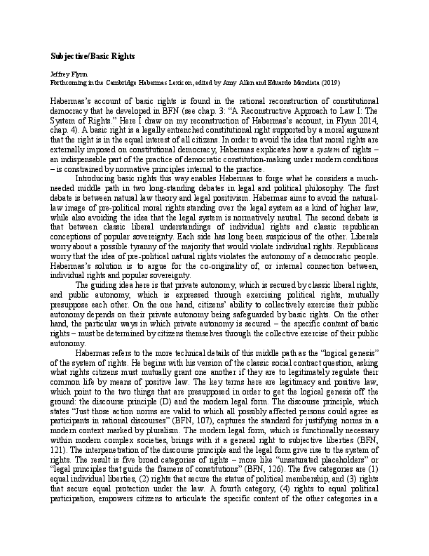 (PDF) Subjective/Basic Rights