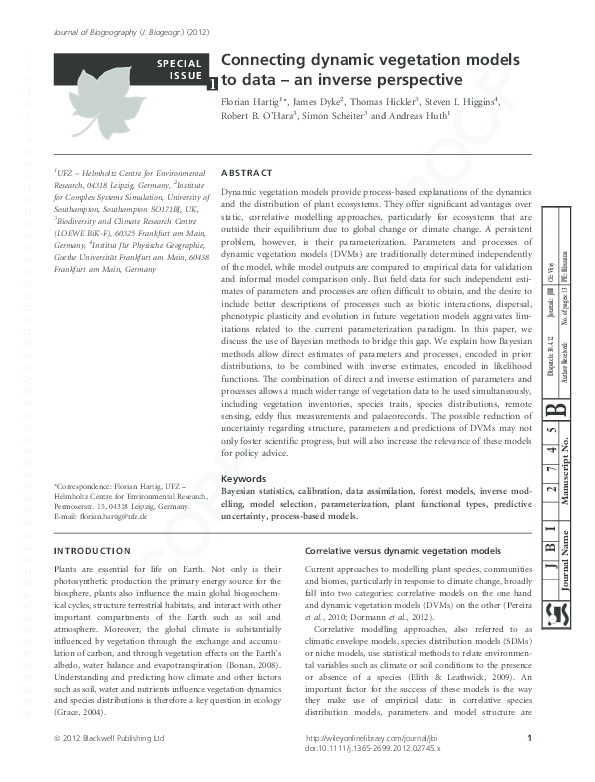 (PDF) Connecting dynamic vegetation models to data – an inverse ...