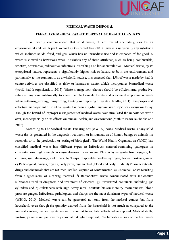 (DOC) MEDICAL WASTE DISPOSAL EFFECTIVE MEDICAL WASTE DISPOSAL AT HEALTH ...