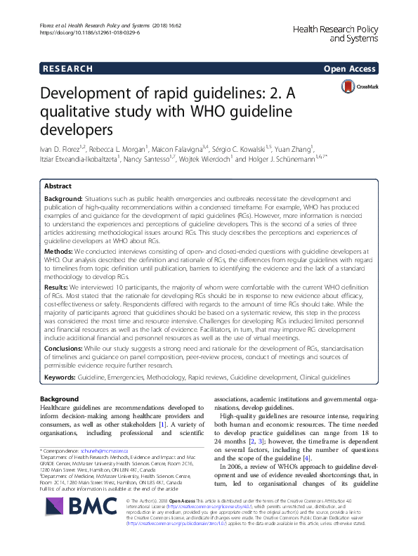 (PDF) Development of rapid guidelines: 2. A qualitative study with WHO ...