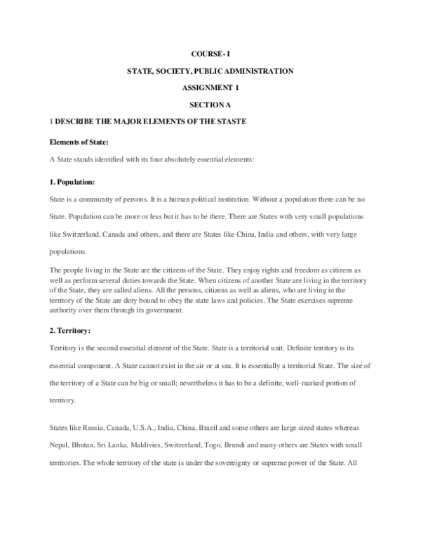 (DOC) COURSE-I STATE, SOCIETY, PUBLIC ADMINISTRATION ASSIGNMENT 1 ...