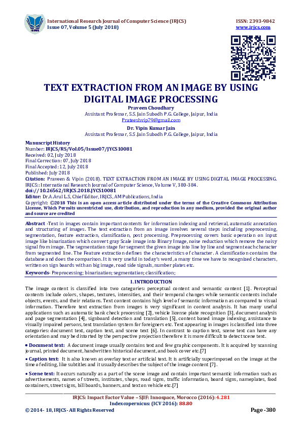 PDF TEXT EXTRACTION FROM AN IMAGE BY USING DIGITAL IMAGE PROCESSING IRJCS International pdf-text-extraction-from-an-image-by-using-digital-image-processing-irjcs-international