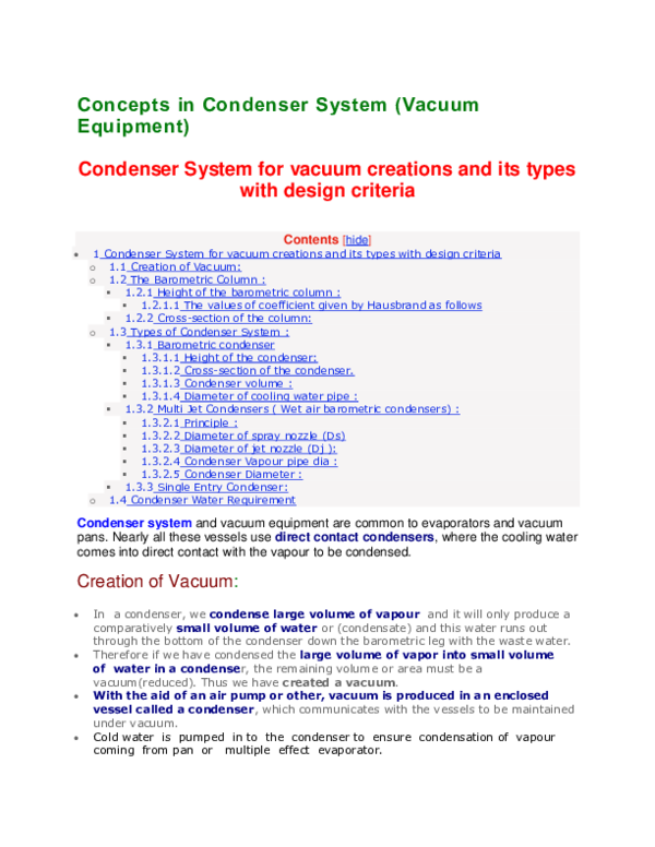 (DOC) Concepts in Condenser System (Vacuum Equipment) Condenser System ...