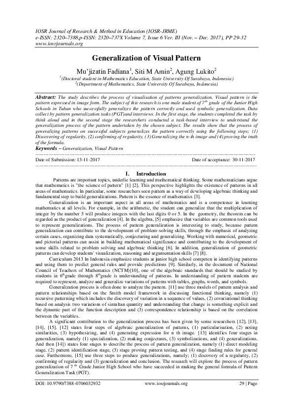 (PDF) Generalization of Visual Pattern