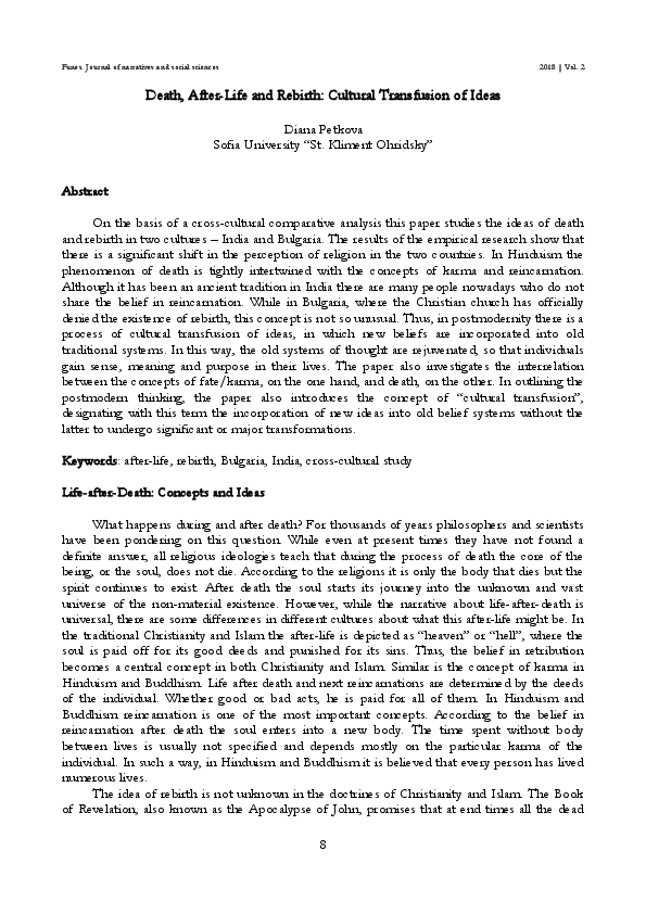 (PDF) Death, After-Life and Rebirth: Cultural Transfusion of Ideas