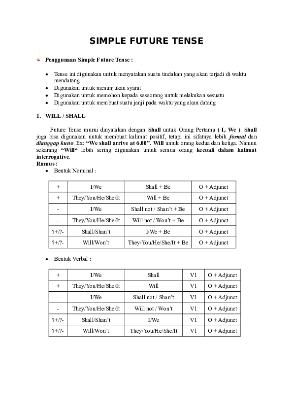 (DOC) SIMPLE FUTURE TENSE