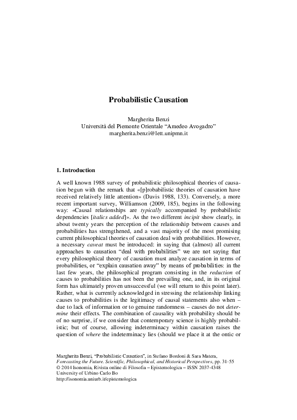 (PDF) Probabilistic Causation 2014