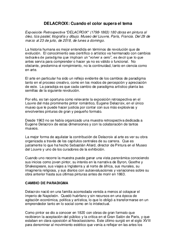 (PDF) DELACROIX: Cuando el color supera el tema