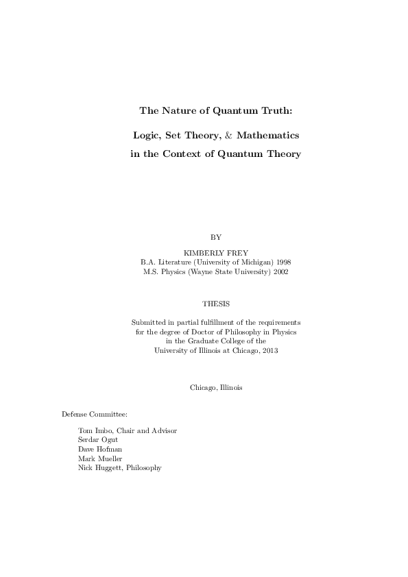 (PDF) The Nature of Quantum Truth: Logic, Set Theory, & Mathematics in the Context of Quantum Theory