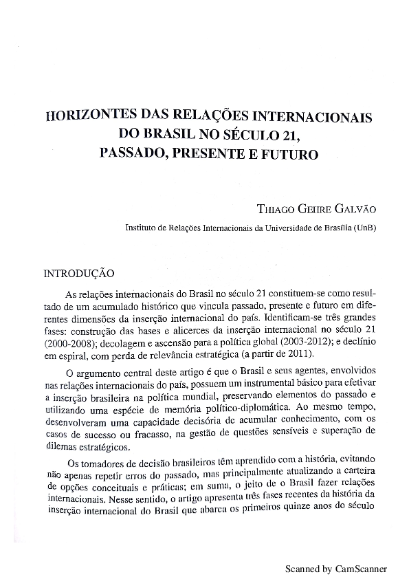 (PDF) Horizontes das Relações Internacionais do Brasil no Século 21 ...