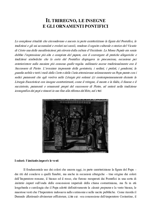 (PDF) Il triregno, le insegne e gli ornamenti pontifici