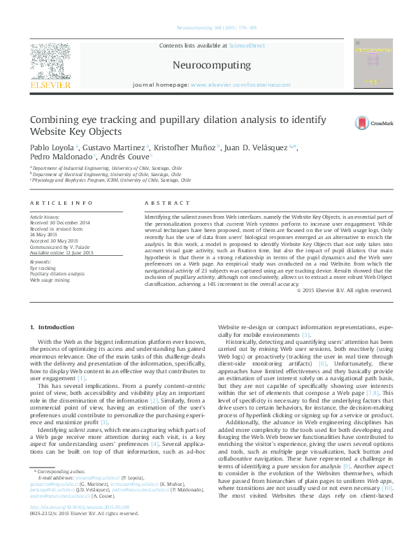 (PDF) Combining eye tracking and pupillary dilation analysis to identify Website Key Objects