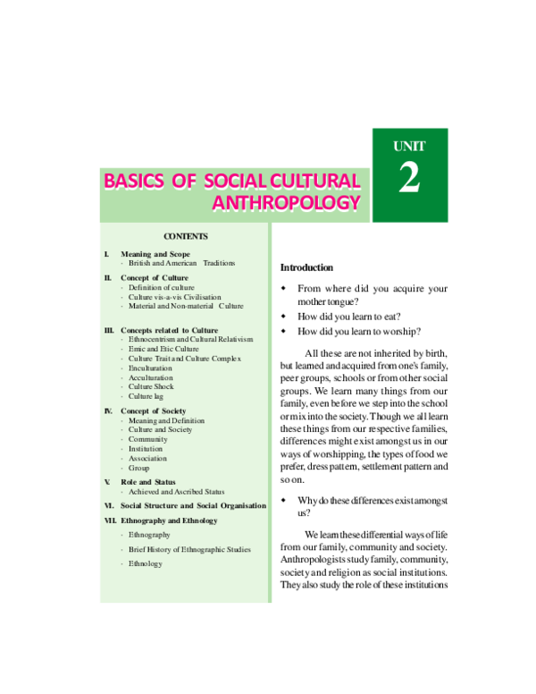 (PDF) Anthropology unit