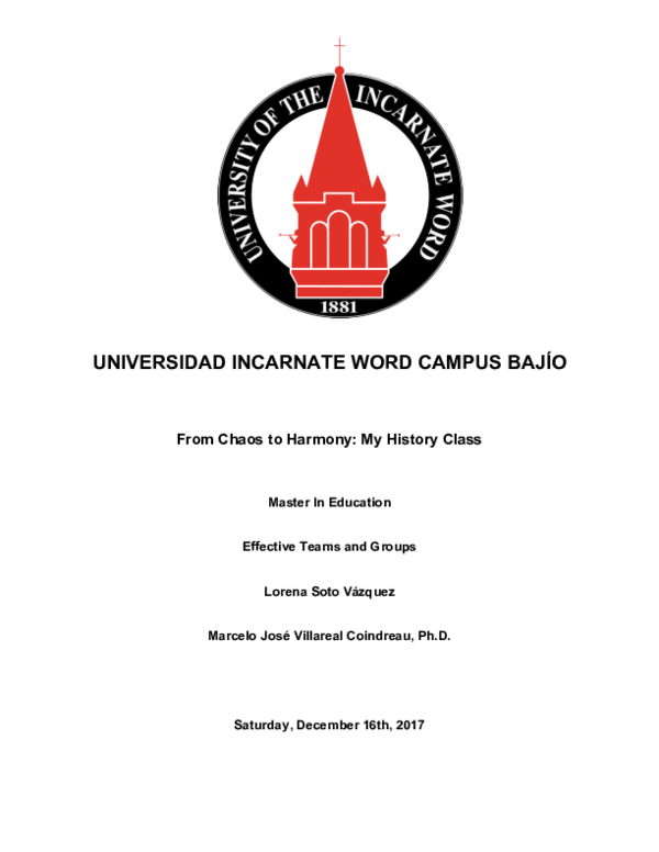 (PDF) UNIVERSIDAD INCARNATE WORD CAMPUS BAJÍO From Chaos to Harmony: My ...