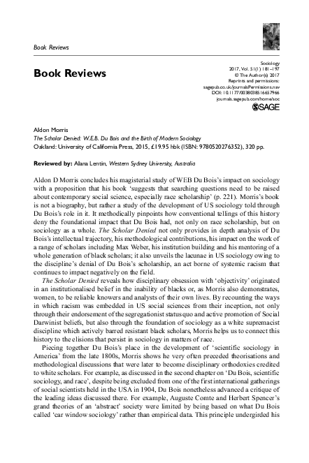 (PDF) Review of The Scholar Denied by Aldon Morris | Alana Lentin ...