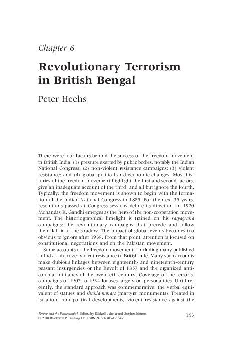 (PDF) Revolutionary terrorism in British Bengal
