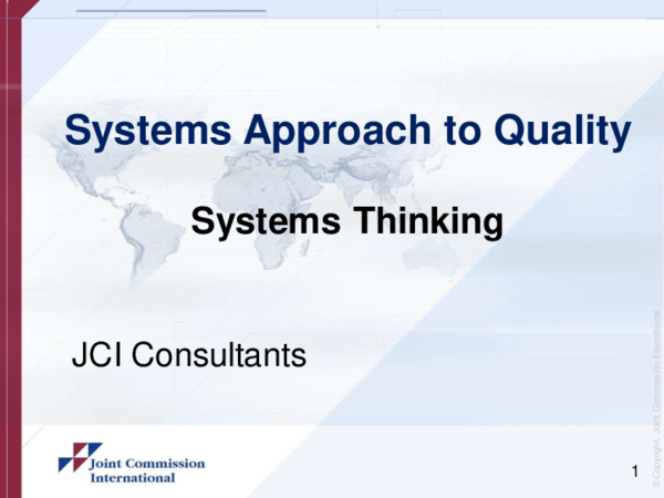 (PDF) Systems Approach to Quality Systems Thinking JCI Consultants