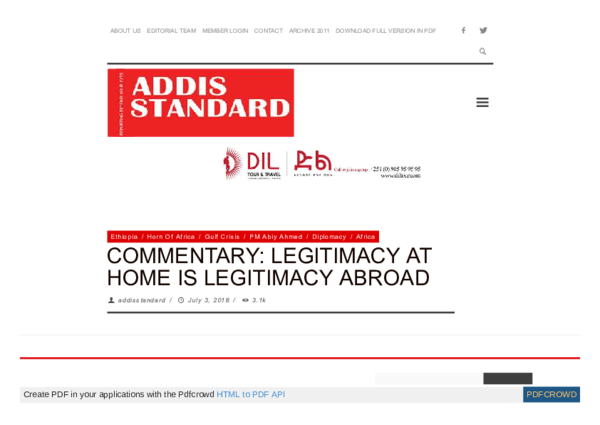 (PDF) Ethiopia: Legitimacy at Home is Legitimacy Abroad (Addis Standard ...