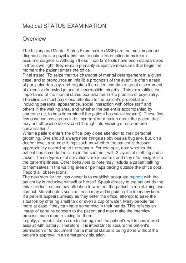 (DOC) Medical STATUS EXAMINATION | Rajesh Chand - Academia.edu