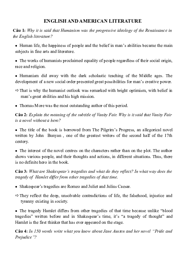 (DOC) ENGLISH AND AMERICAN LITERATURE