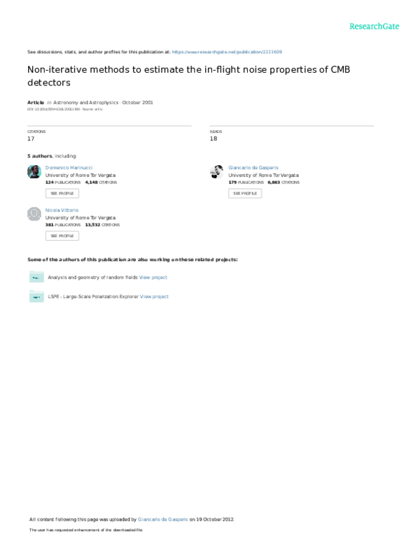Pdf Estimating Cmb Detector Noise Without Iterative Methods