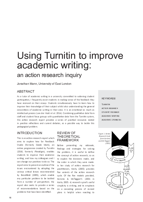 (PDF) Using Turnitin to improve academic writing: an action research ...