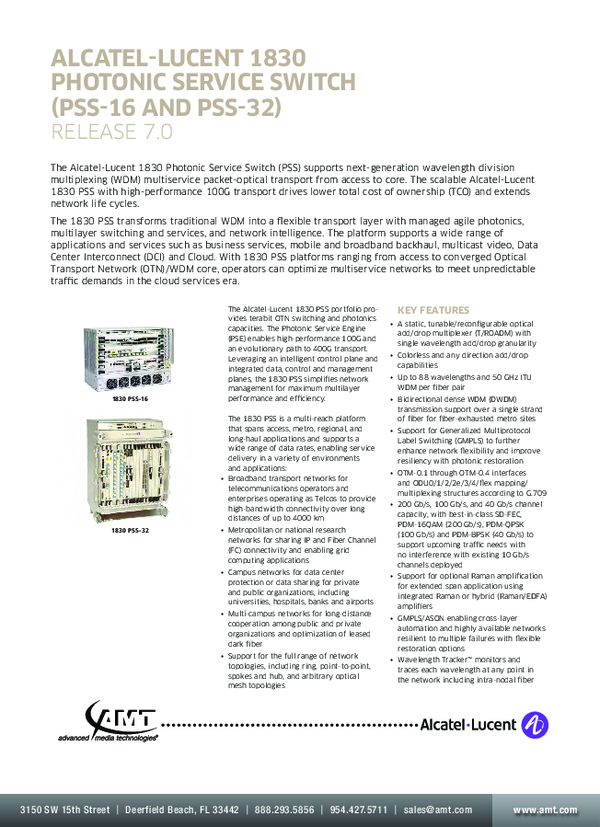 (PDF) ALCATEL-LUCENT 1830 PHOTONIC SERVICE SWITCH (PSS-16 AND PSS-32