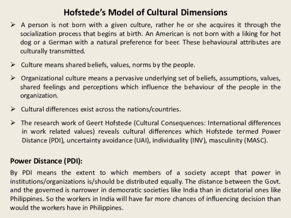 (PPT) . Hofstede's Model of Cultural Dimensions