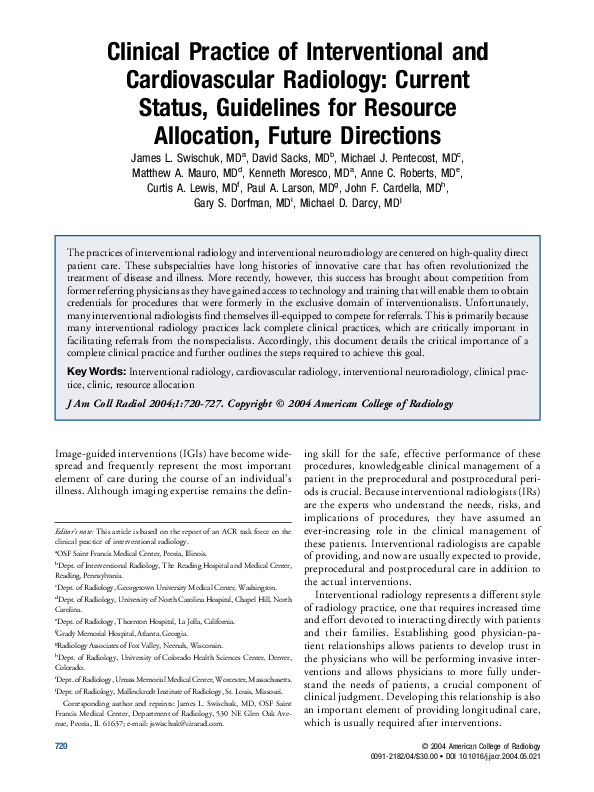 (PDF) Clinical practice of interventional and cardiovascular radiology ...
