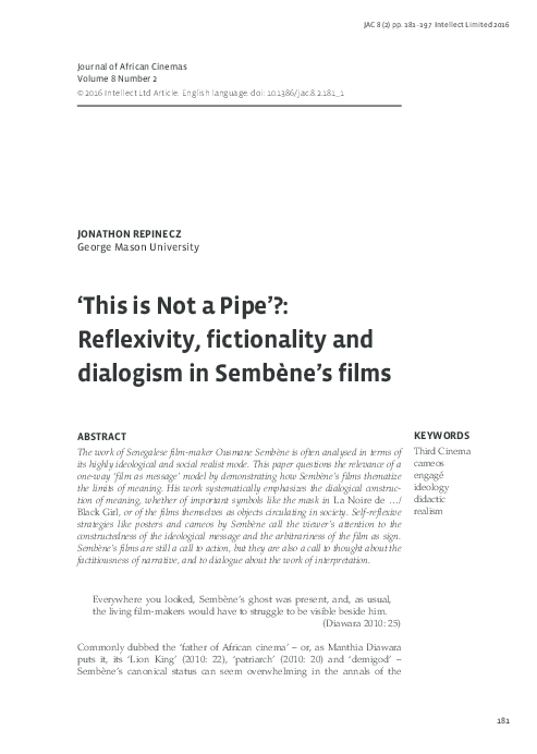 (PDF) ‘This is Not a Pipe’?: Reflexivity, fictionality and dialogism in ...
