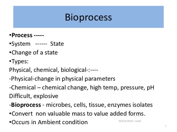 Bioprocess overview | siddartha gautam - Academia.edu