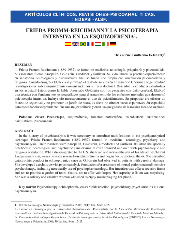 (PDF) FRIEDA FROMM-REICHMANN Y LA PSICOTERAPIA INTENSIVA EN LA ...