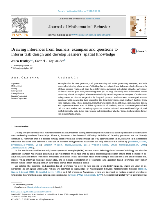 (PDF) Drawing inferences from learners' examples and questions to ...