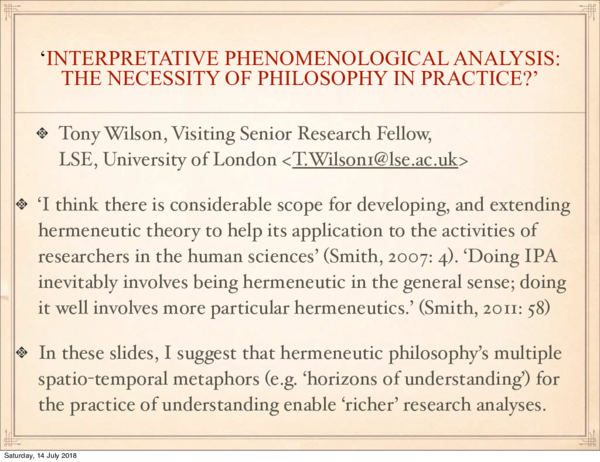 (PDF) 'INTERPRETATIVE PHENOMENOLOGICAL ANALYSIS: THE NECESSITY OF ...