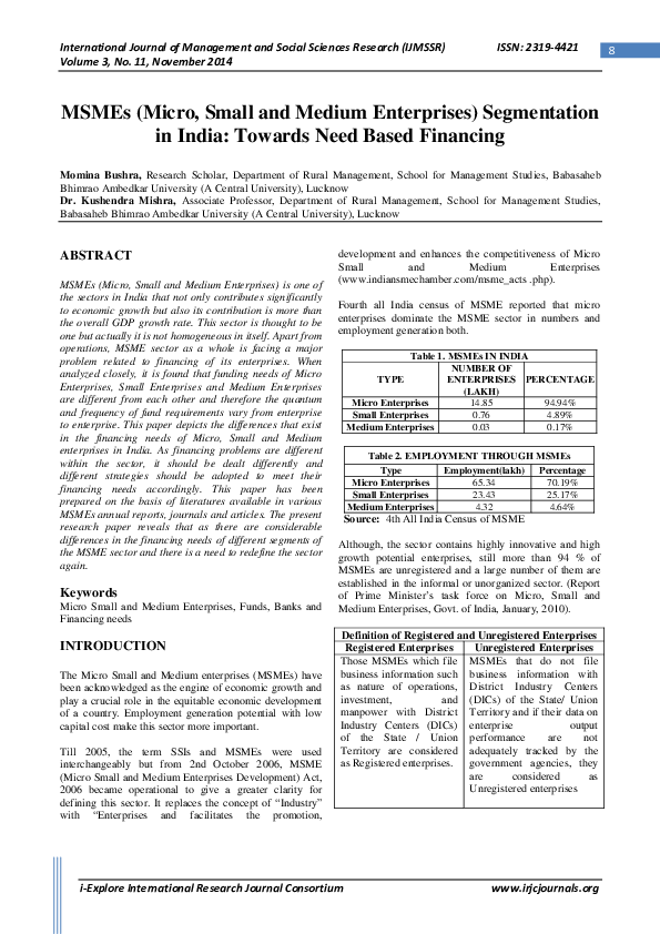 (PDF) MSMEs (Micro, Small and Medium Enterprises) Segmentation in India ...