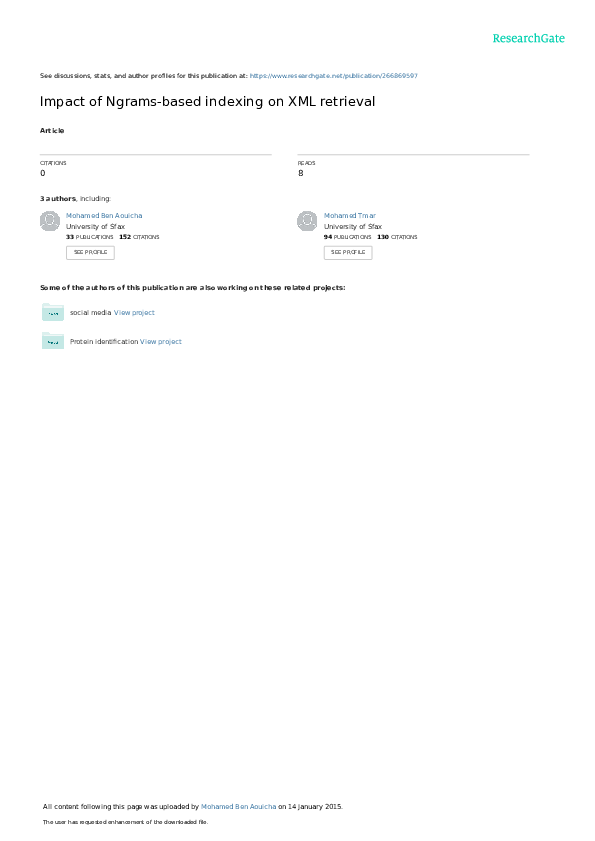 (PDF) Impact of Ngrams-based indexing on XML retrieval