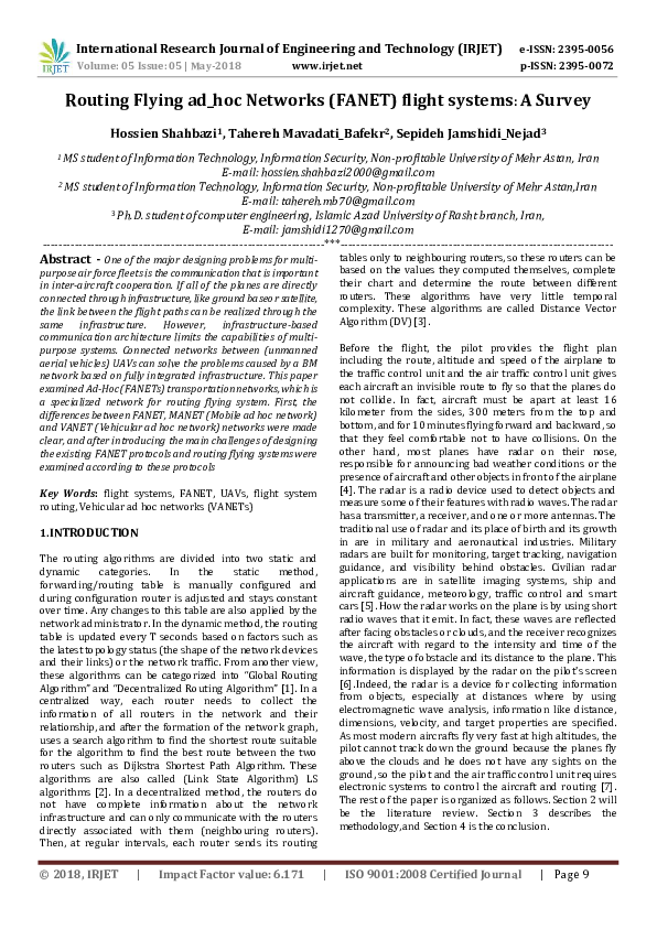 (PDF) Routing Flying ad_hoc Networks (FANET) flight systems: A Survey