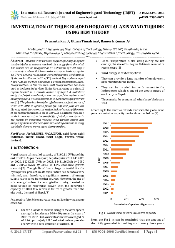(PDF) INVESTIGATION OF THREE BLADED HORIZONTAL AXIS WIND TURBINE USING ...