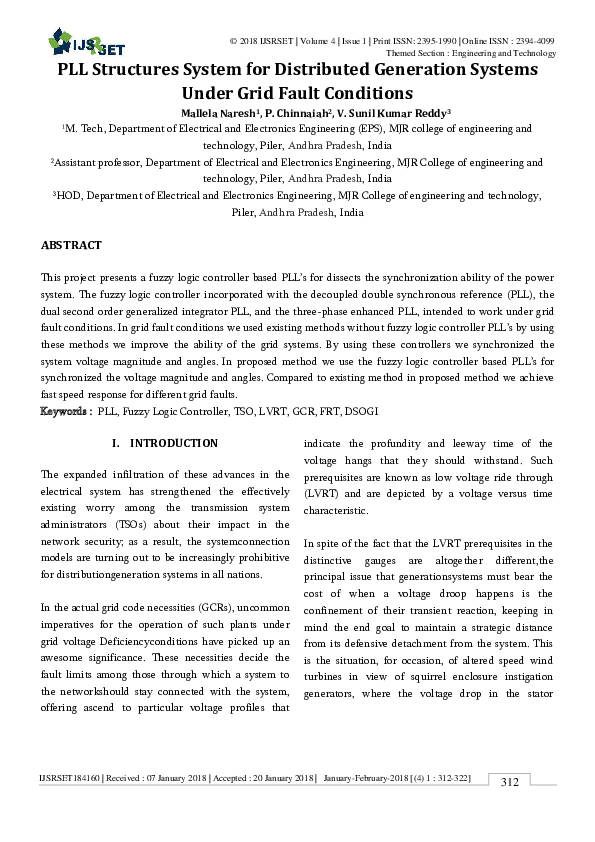 Pdf Pll Structures System For Distributed Generation Systems Under Grid Fault Conditions