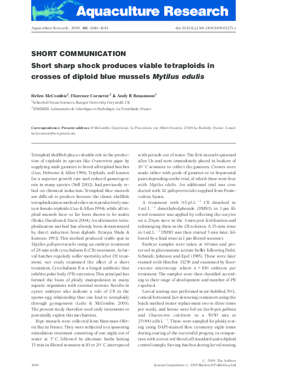 (PDF) Short sharp shock produces viable tetraploids in crosses of ...