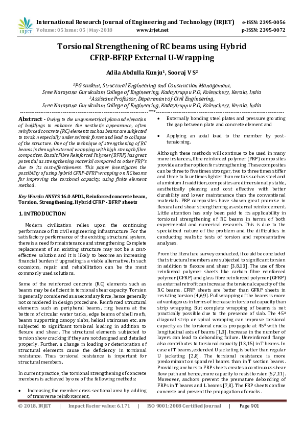Pdf Torsional Strengthening Of Rc Beams Using Hybrid Cfrp Bfrp