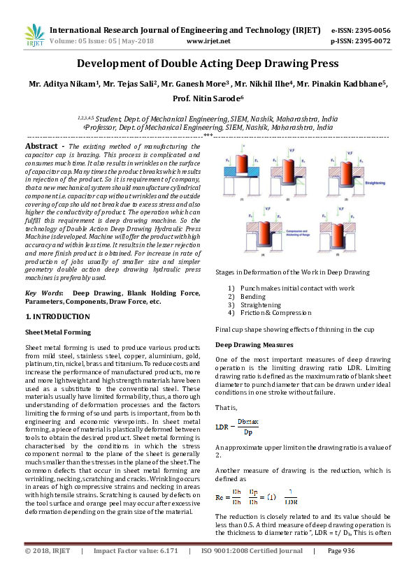 (PDF) Development of Double Acting Deep Drawing Press