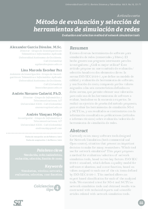 (PDF) Evaluation and selection method of network simulation tools