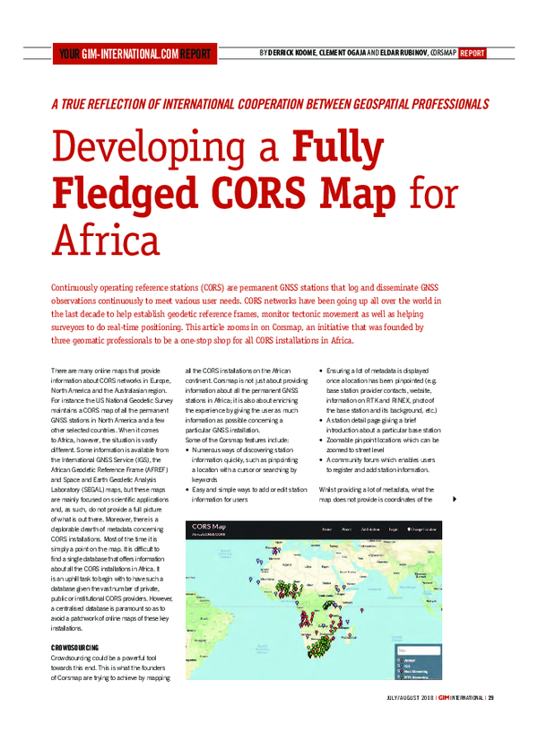 (PDF) Developing a Fully Fledged CORS Map for Africa