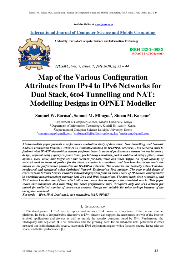 (PDF) Map of the Various Configuration Attributes from IPv4 to IPv6 ...