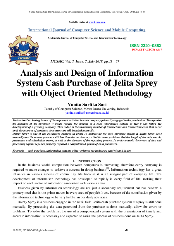 (PDF) Analysis and Design of Information System Cash Purchase of Jelita Sprey with Object ...